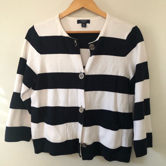 Chaps | Sweaters | Chaps Cardigan Blue White Chaps Cardigan Size Pl ...